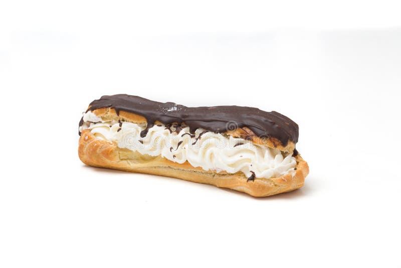Eclair on a White Background 1 Stock Image - Image of meal, background ...