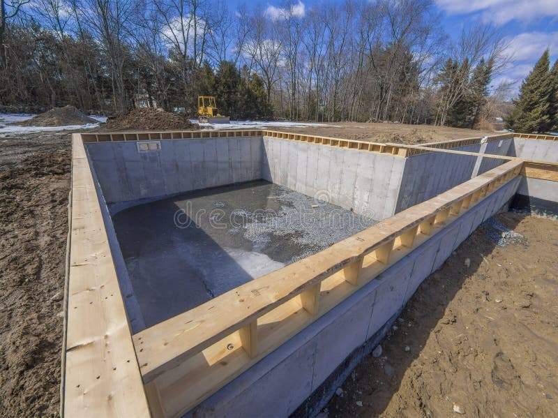 New House Foundation Construction Stock Photo - Image of water, slab ...