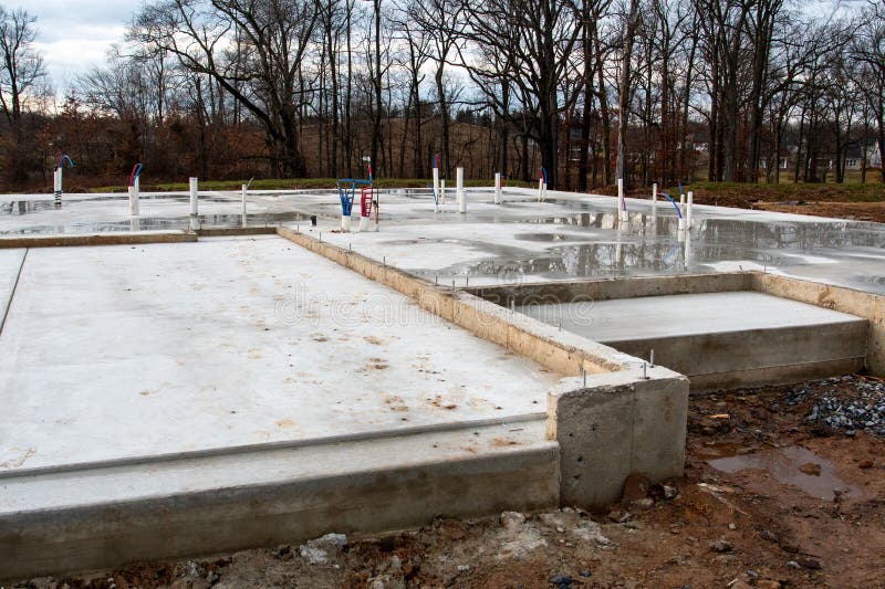 Poured Concrete Foundation for New House Construction Stock Photo ...