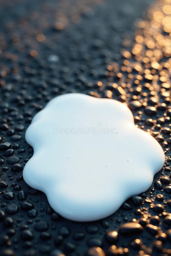 Poured Milk Forms a Puddle on Hot Asphalt, Reflecting Light , Road, Wet ...