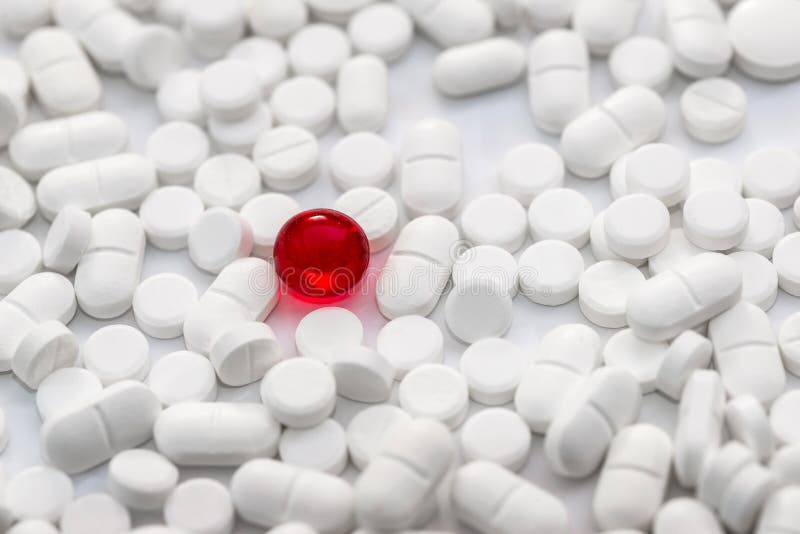 Poured White Tablets with Colour Capsules, Stock Image - Image of ...
