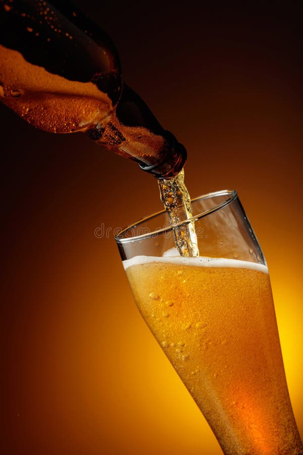 Pouring Beer into a Tall Glass Stock Image - Image of beverage, cold ...