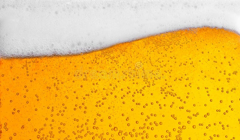 Pouring Beer with Bubbles for Background and Wave Shape Texture Foam ...