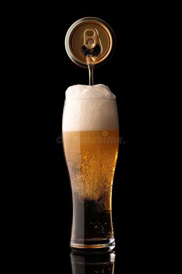 Pouring Beer Into Glass Isolated On Black Stock Image Image Of Drops