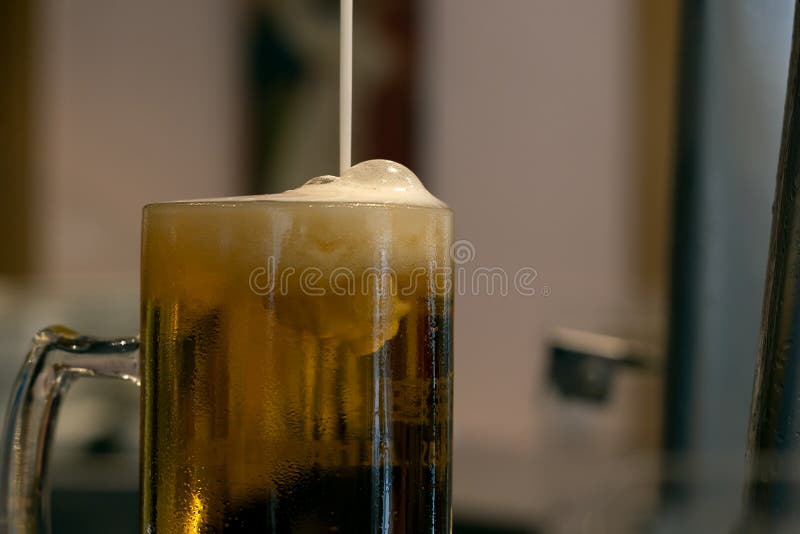 Pouring Beer into Glass Jar Stock Image - Image of cool, party: 212475615