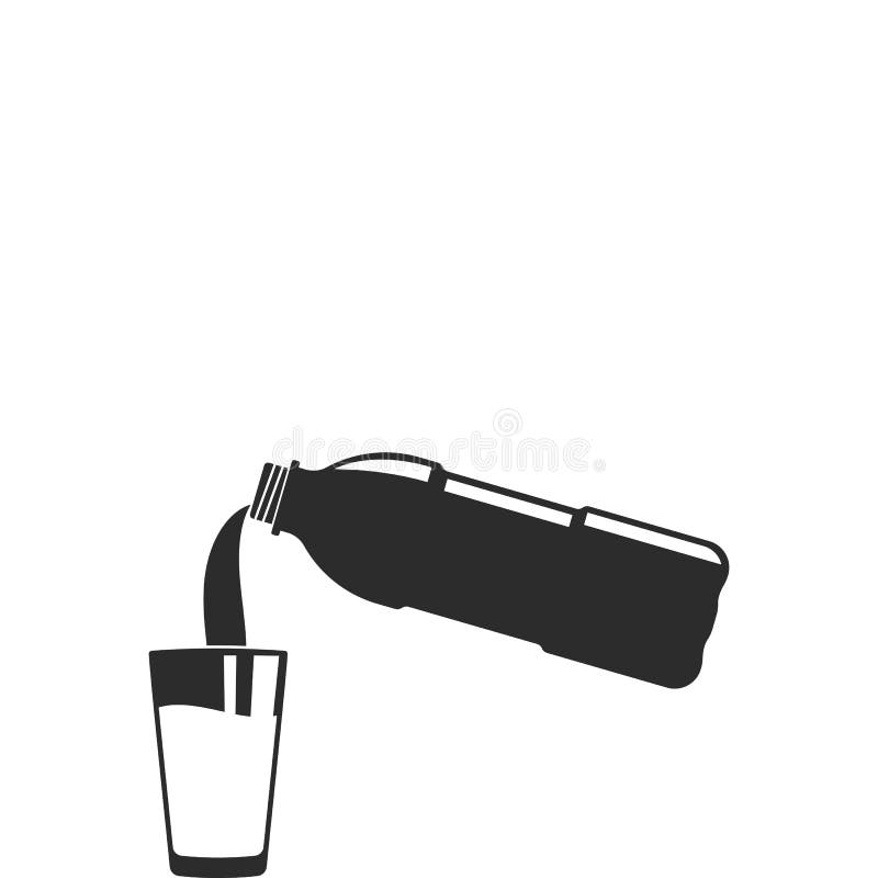 Pouring Bottled Mineral Water into a Glass Vector Illustration Design ...