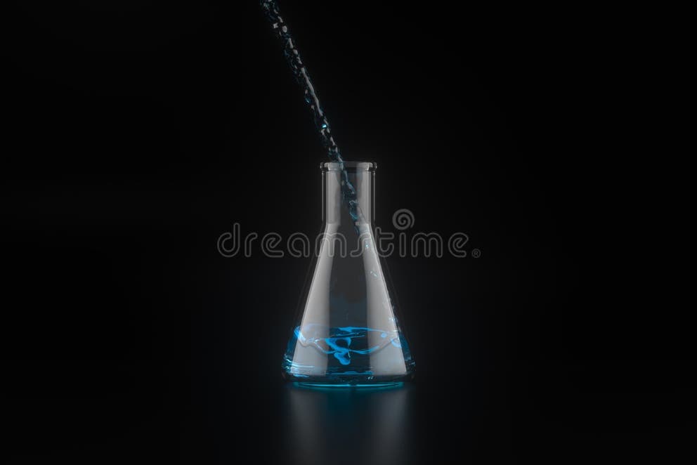 Pouring the Chemicals into the Flask, 3d Rendering Stock Illustration ...