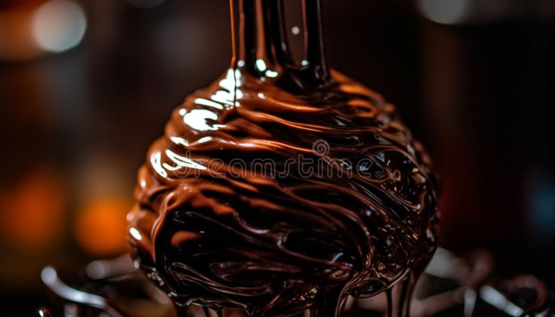 Pouring Chocolate Over Gourmet Dessert, Sweet Indulgence Generated by ...