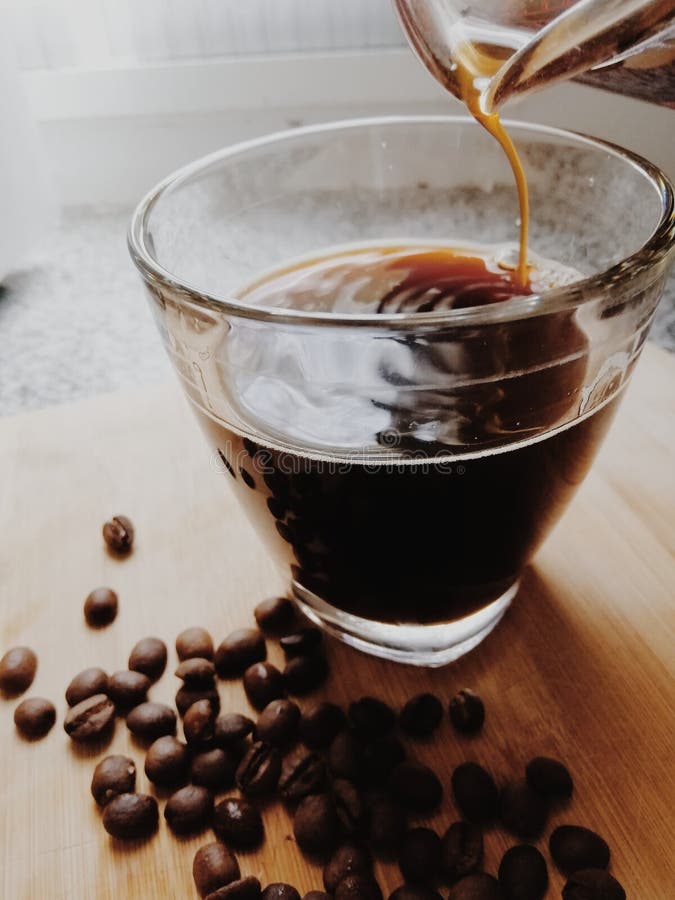 Pouring Coffee and Coffee Beans Stock Image - Image of caffeine ...