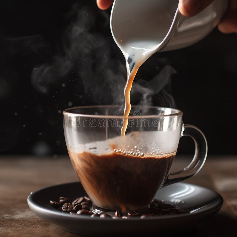 Pouring Coffee into a Cup on a Dark Background Stock Illustration ...