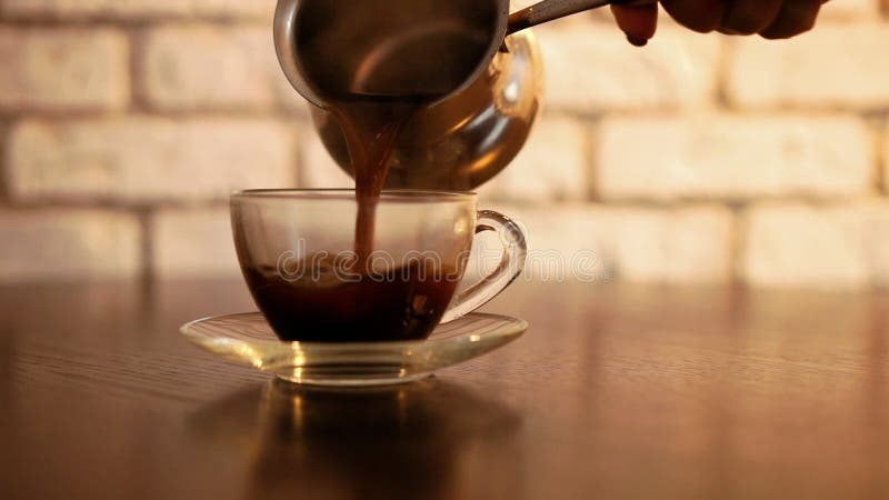 Pouring Coffee into Cup in Modern Kitchen Stock Video - Video of pour ...