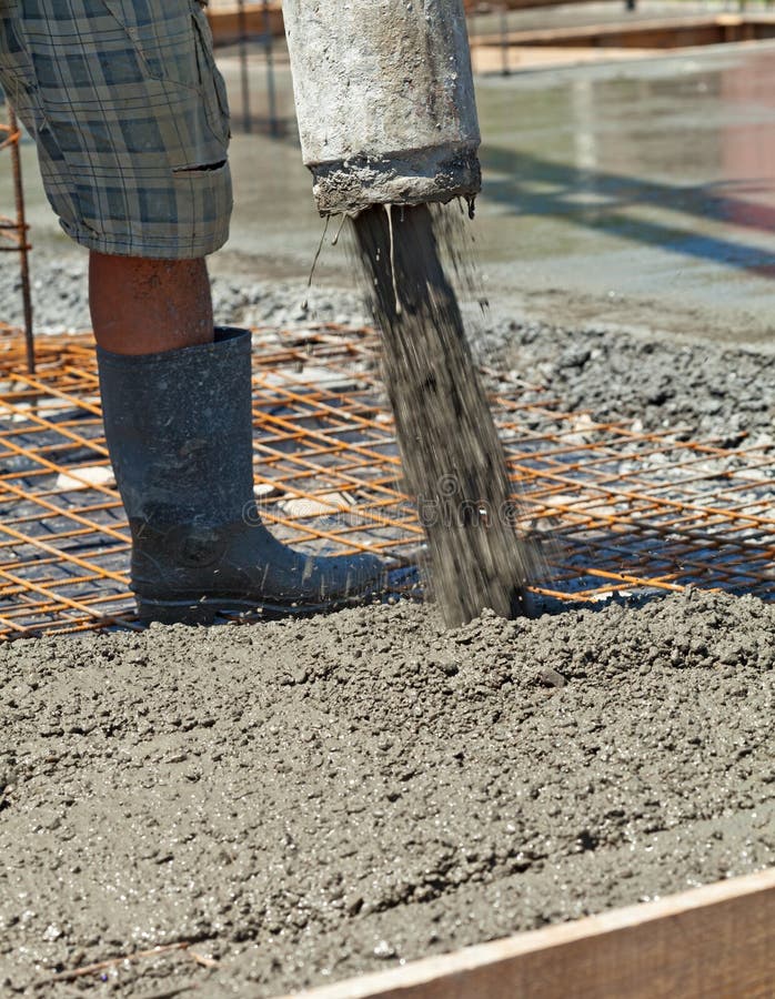 Pouring Concrete at a Construction Site - Closeup Stock Image - Image ...