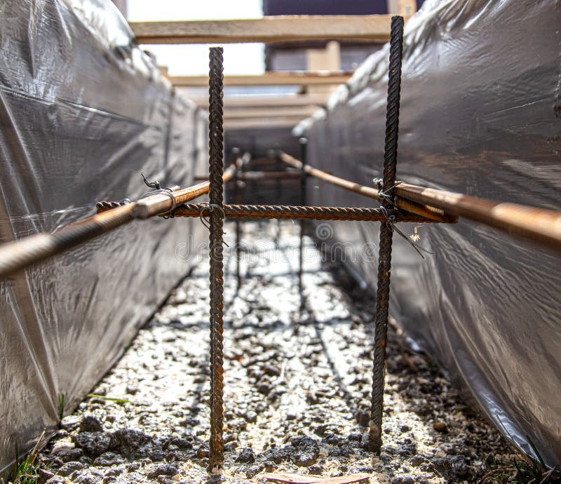 Pouring Concrete into the Foundation at a Construction Site. Stock ...