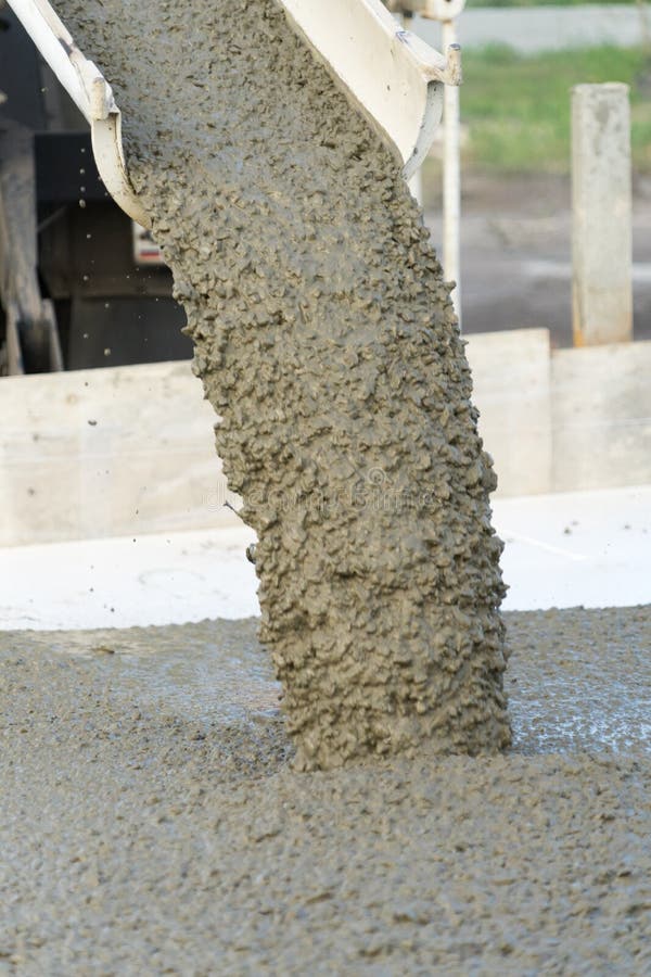 Pouring Concrete Foundation. Slab Foundation Stock Photo - Image of ...