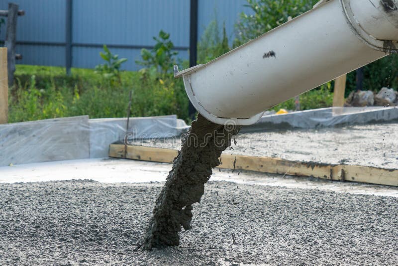 Pouring Concrete Foundation. Slab Foundation Stock Image - Image of ...