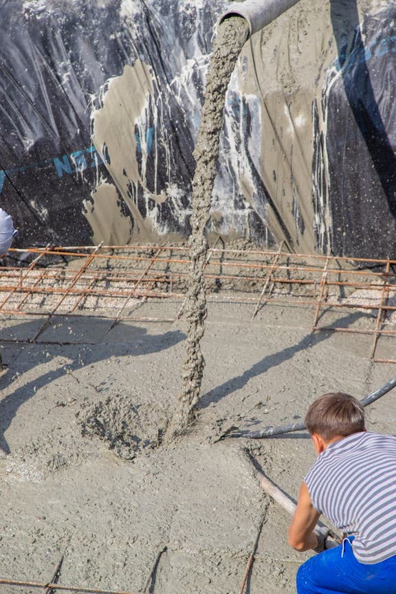 Pouring Concrete Monolith from a Machine. Selective Focus Stock Image ...