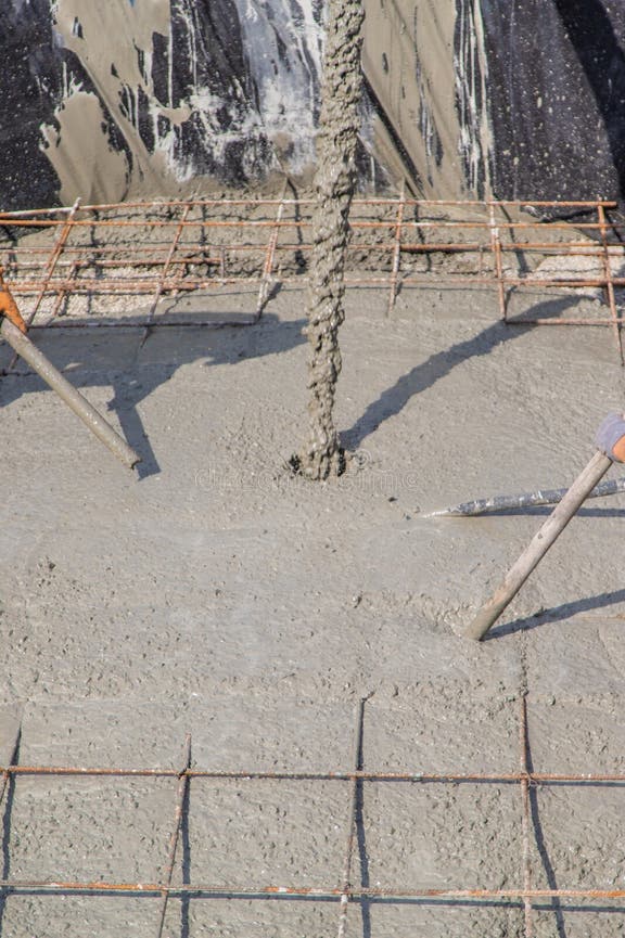 Pouring Concrete Monolith from a Machine. Selective Focus Stock Image ...