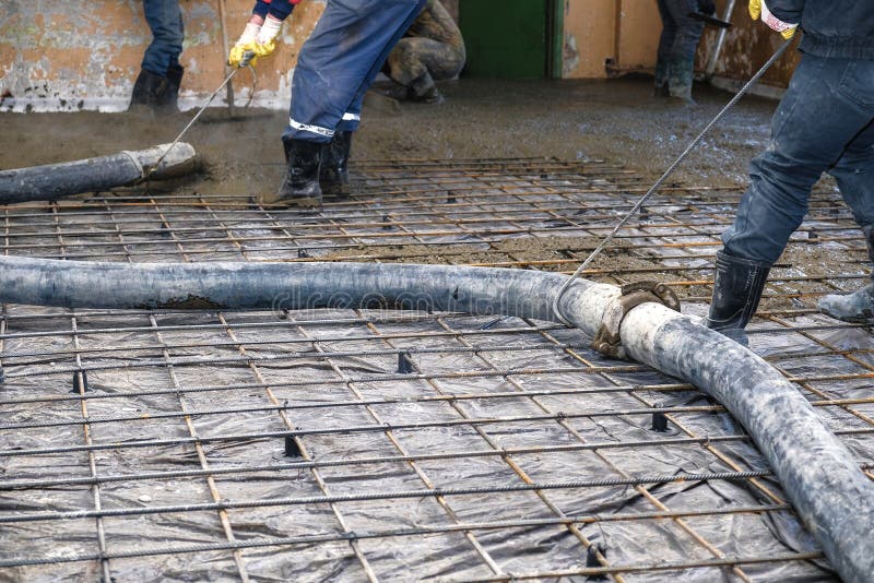Pouring concrete slab stock image. Image of texture - 113273857