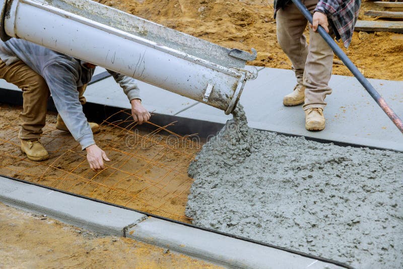 The Pouring of Concrete Columns on a Construction Site, an Aerial View ...