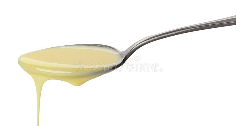 Pouring Condensed Milk Isolated on White Background Stock Image - Image ...