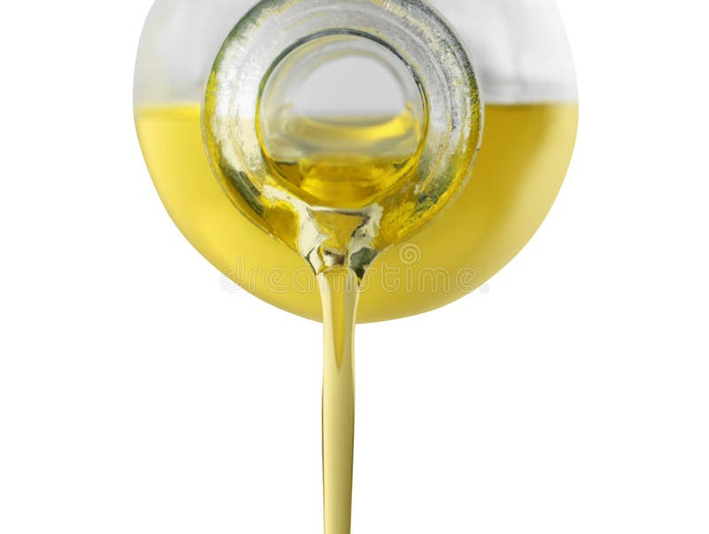 Pouring Cooking Oil from Jug on White Background, Closeup Stock Photo ...