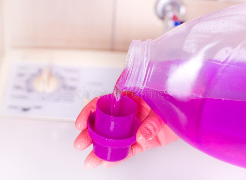Pouring Detergent for Washing Machine Stock Image - Image of house ...