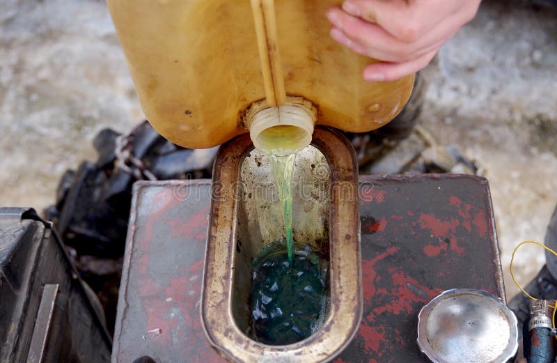 Pouring the Diesel into the Tractor Stock Image - Image of engine ...