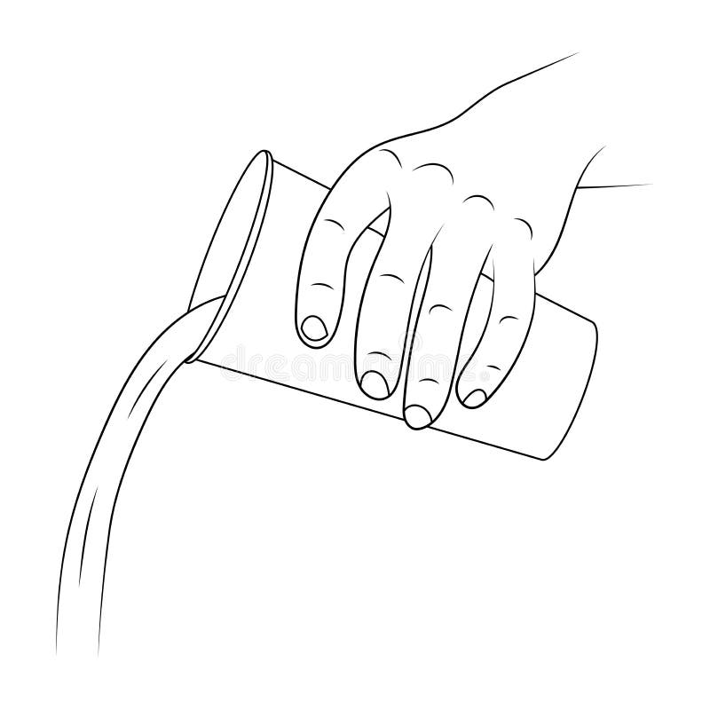 Pouring a Drink from a Plastic Cup Sketch Illustration Stock Vector ...