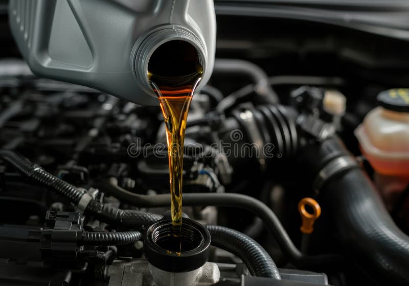 Pouring Engine Oil into a Car S Engine for Maintenance and Performance ...