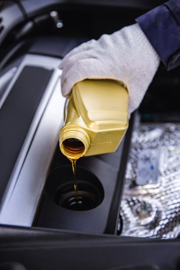 Pouring Engine Oil into a Car Engine Stock Image - Image of flow ...