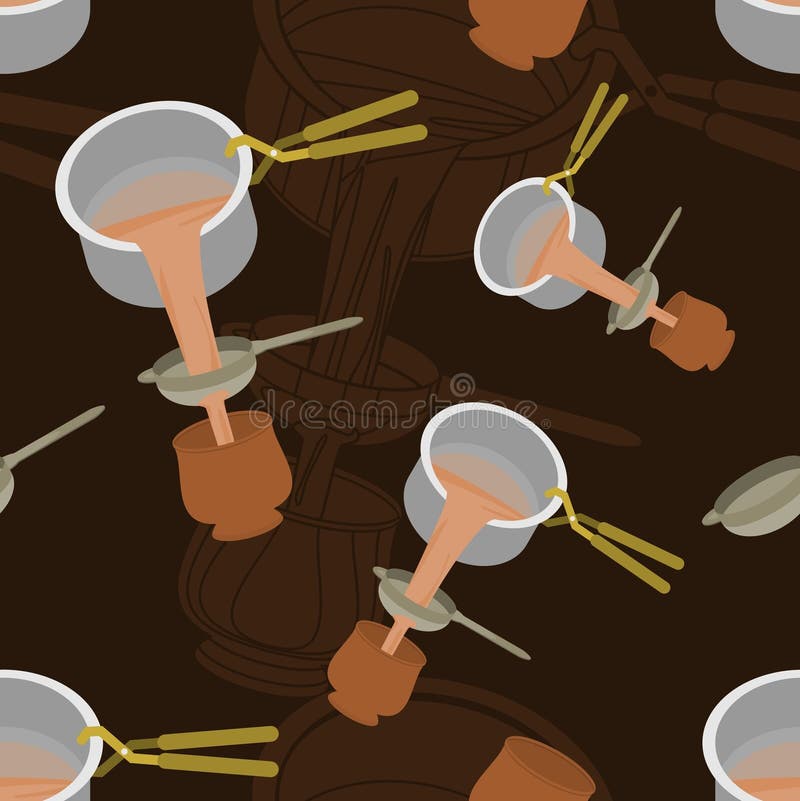 Pouring Filtering Masala Chai Vector Illustration with Dark Background ...