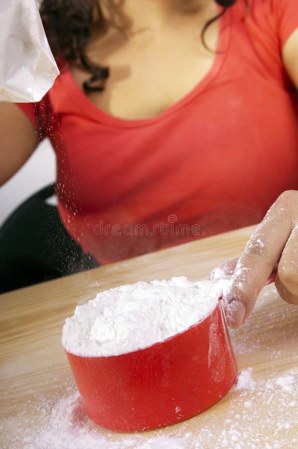 Pouring Flour On Kitchen Measuring Cup Stock Image - Image of delicious ...