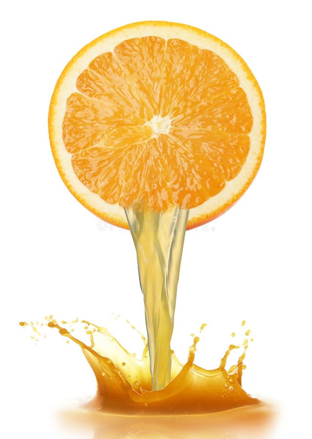 Pouring Freshly Squeezed Juice from Orange on White Background Stock ...