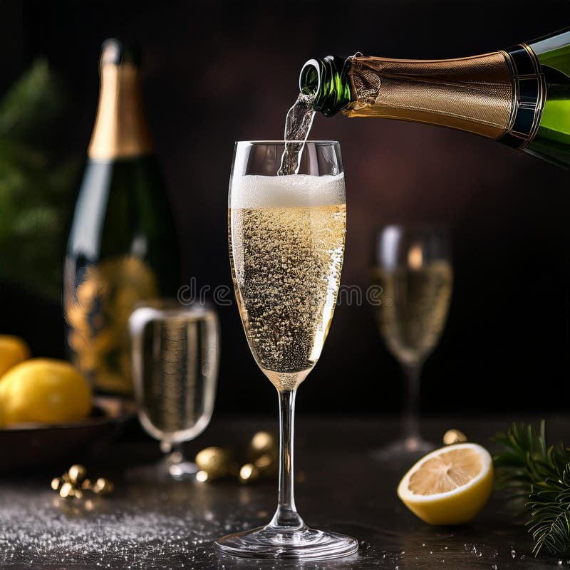 Pouring a Glass of Prosecco, AI Generated Stock Illustration ...