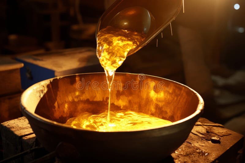 Pouring Gold from a Crucible into a Mould AI Generated Stock ...