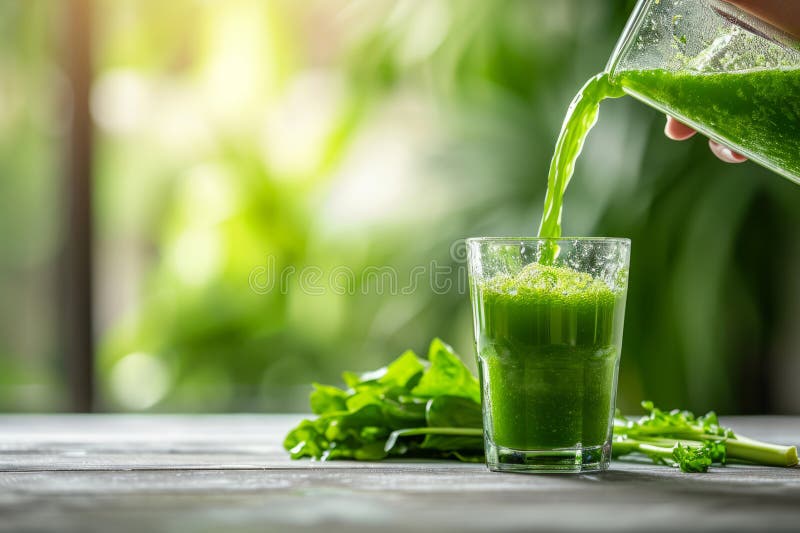 Pouring Green Juice into a Glass. Generative AI Stock Illustration ...