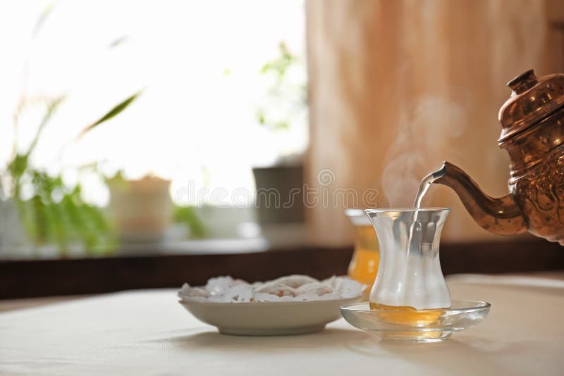 Pouring Hot Tea into Glass Cup Stock Photo - Image of freshness, glass ...