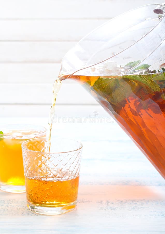 Pouring ice tea stock photo. Image of mint, wooden, healthy - 41356480