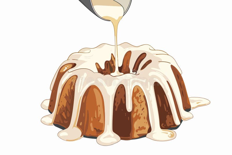 Pouring Icing Frosting Over Bundt Cake Isolated Illustration Stock ...