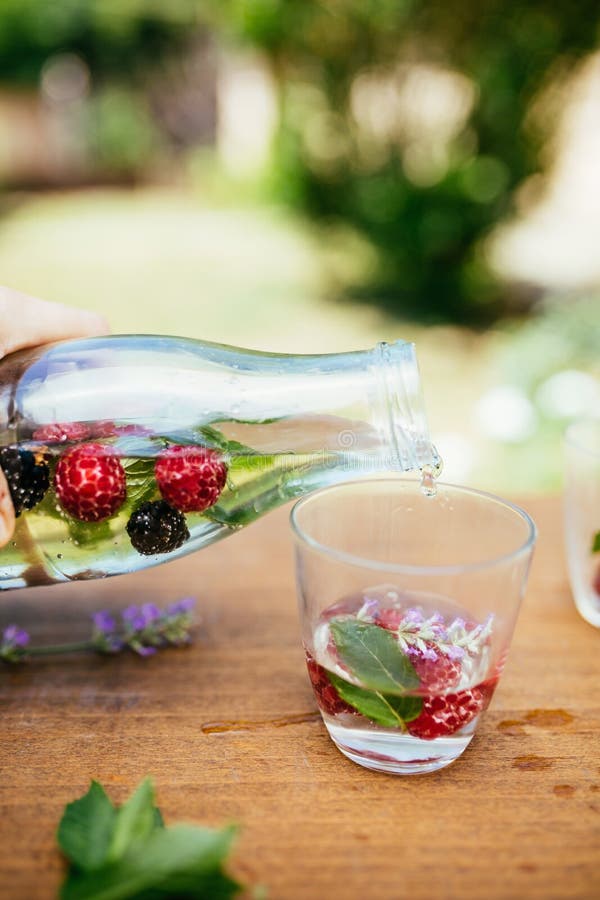 Pouring Infused Water in the Glass Stock Image - Image of dieting ...