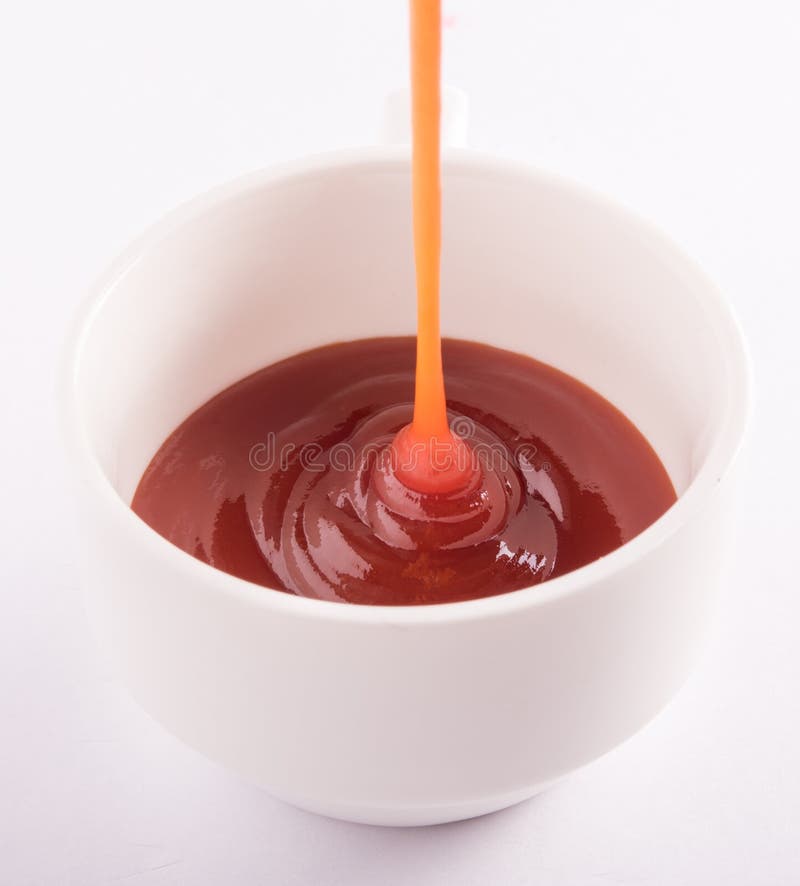 Pouring Ketchup on White Bowl Stock Image - Image of drop, design: 89436573