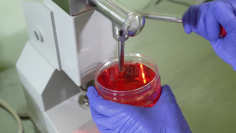 Pouring Liquid Collagen into a Container. Laboratory Procedure Using ...