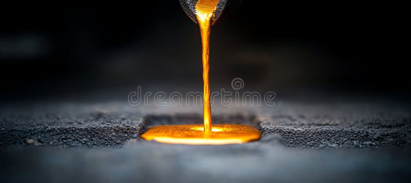 Pouring Liquid Gold, Metal Casting Process Molten Gold Flows into ...
