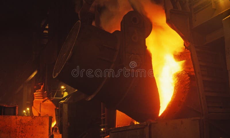 Pouring liquid iron. stock image. Image of liquid, refining - 12206897