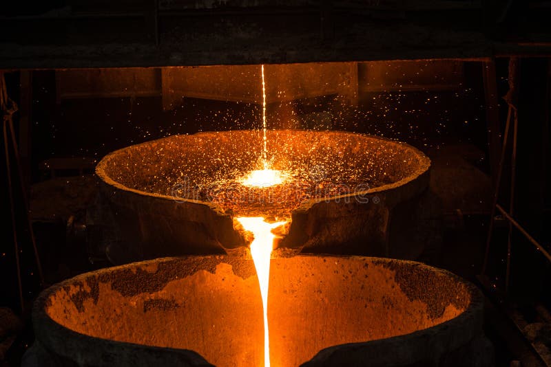 Pouring Liquid Metal from Arc Furnace Stock Photo - Image of ...