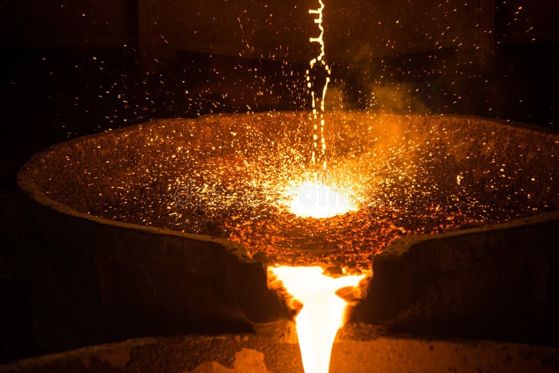 Pouring Liquid Metal from Arc Furnace Stock Photo - Image of metal ...