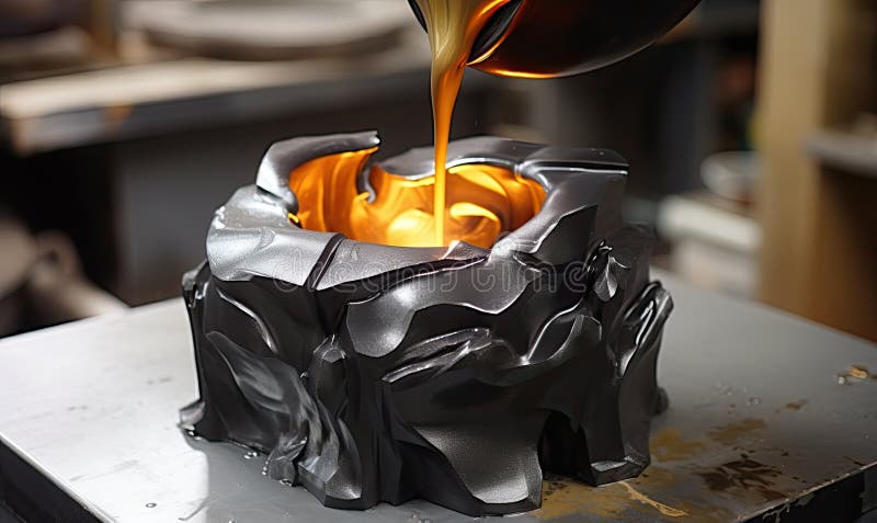 Pouring Liquid into Metal Container Creates a Fascinating Visual Stock ...