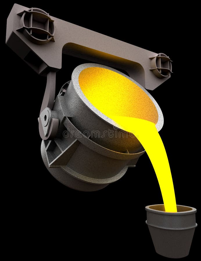 Pouring of Liquid Metal from the Ladle Stock Illustration ...