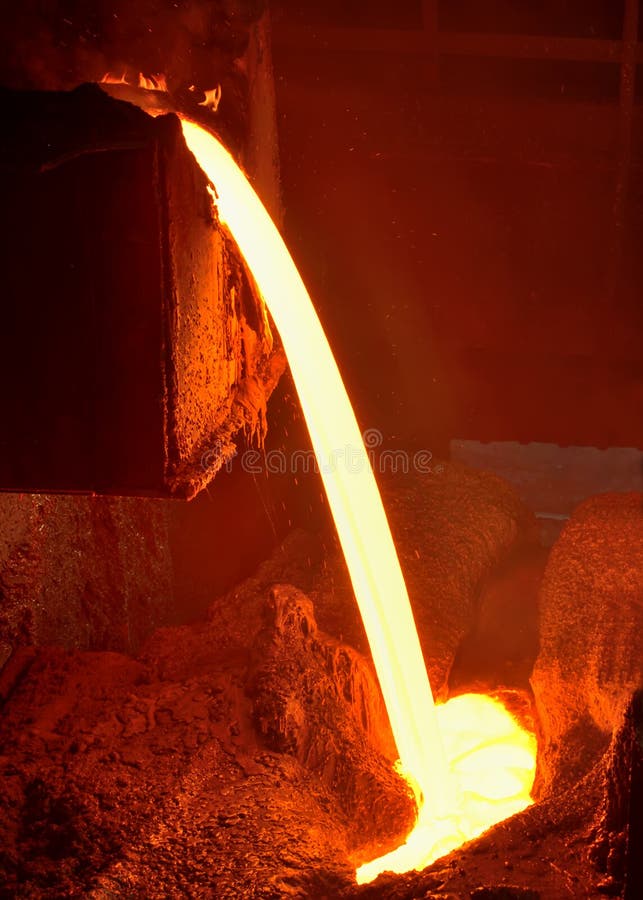 Pouring of liquid metal stock image. Image of cast, construction - 34955843