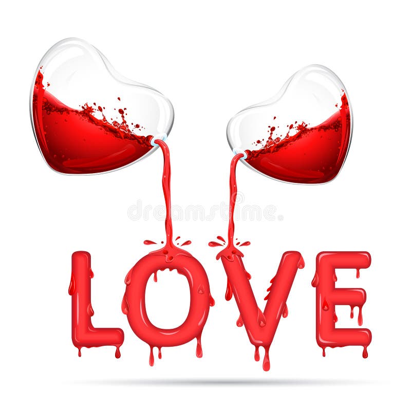 Red Wine Spilling and Forming Heart Shape Stock Vector - Illustration ...